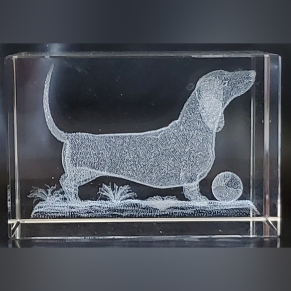 Unbranded | Accents | 3d Laser Etched Crystal Dachshund And Ball Art ...